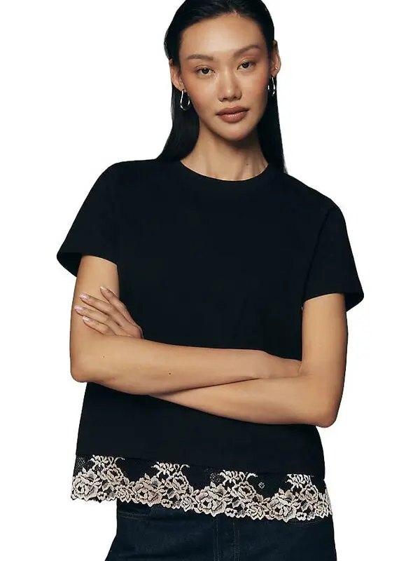 Sanctuary Cami Remix T-shirt With Lace Hem - Black