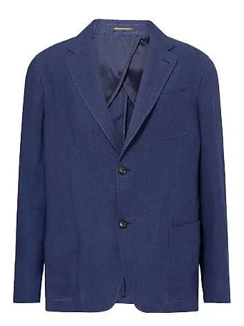 Emporio Armani Single-breasted Two-button Linen Blazer - Outer Space