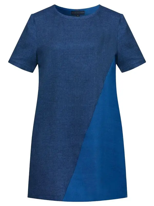 HELEN MCALINDEN Indigo Linen Blend Shift Dress - Blue