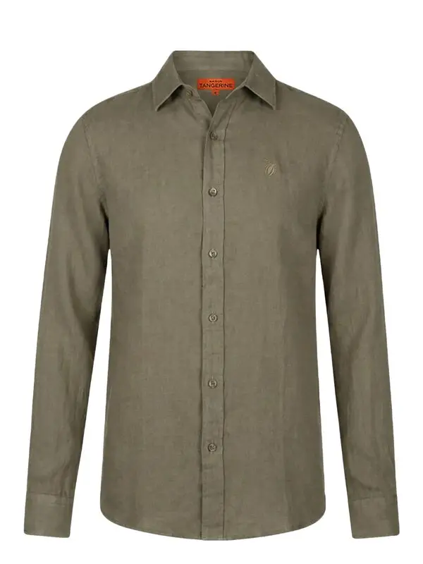 MAISON TANGERINE Linen Long Sleeve Shirt Khaki For - Green