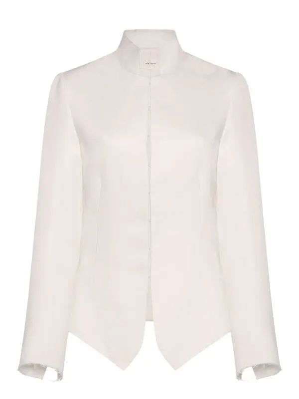 THE ROW Brianda Tailored Linen Satin Jacket - Ivory