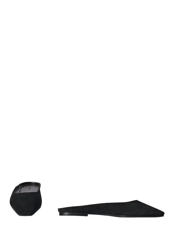THE ROW June Mule In Goatskin Suede - Black