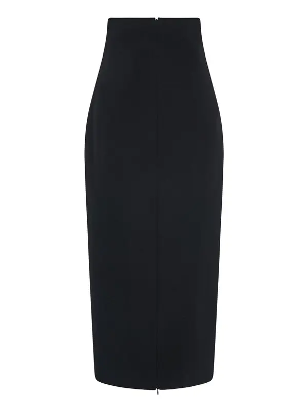 THE ROW Iphora Skirt Full Length Column Wool Skirt - Black