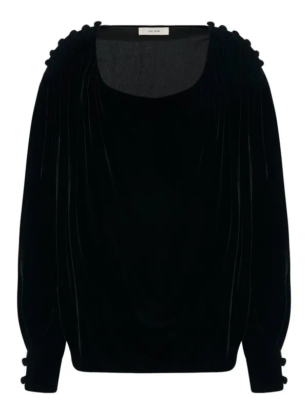 THE ROW Esteban Draped Boatneck Top - Black