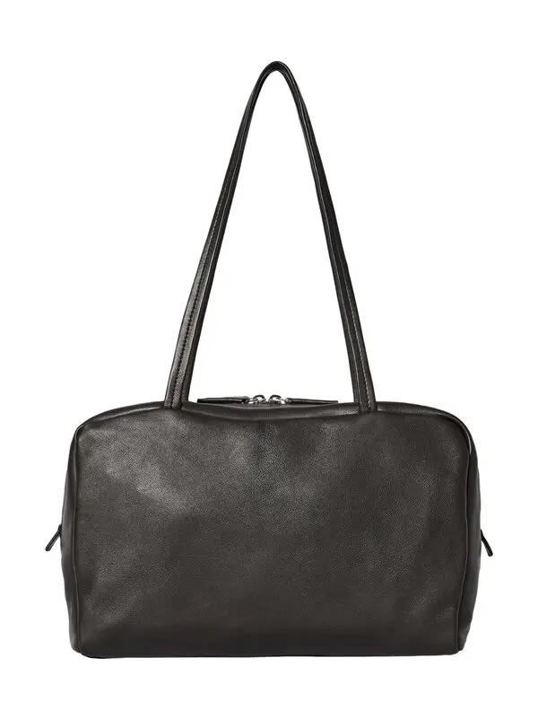 THE ROW Astra Bowling Bag In Glossy Nappa Leather - Walnut Shadow