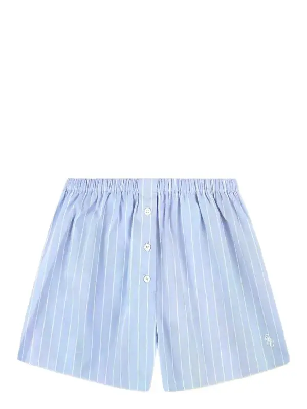 SPORTY & RICH Striped Cotton Shorts - Blue