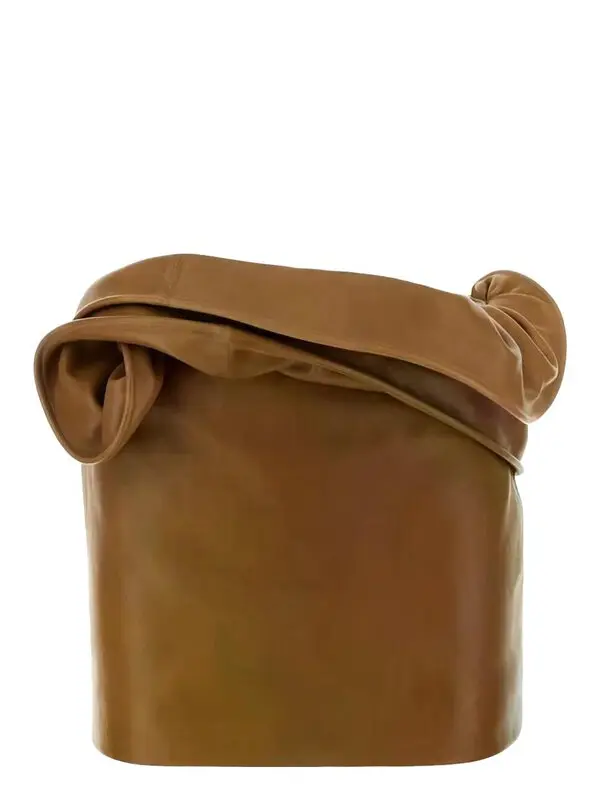 Magda Butrym Draped Leather Mini Skirt - Brown