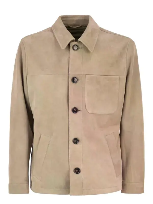 PT TORINO Suede Shirt Jacket - Neutrals