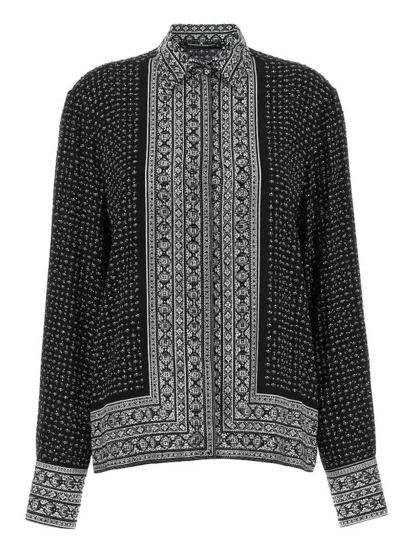 Ermanno Scervino Crystal-embellished Bandana-print Silk Shirt - Black