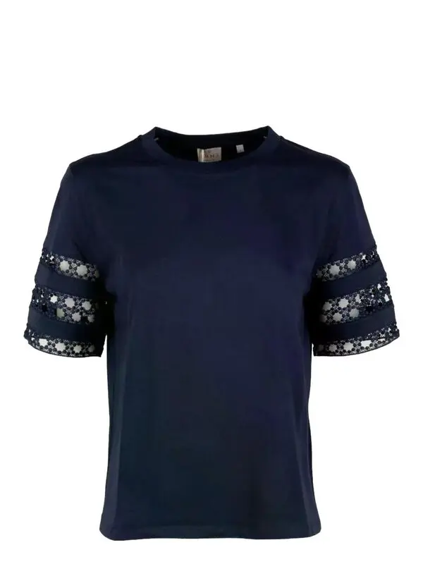 Marella Guipure Lace Insert T-shirt - Blue