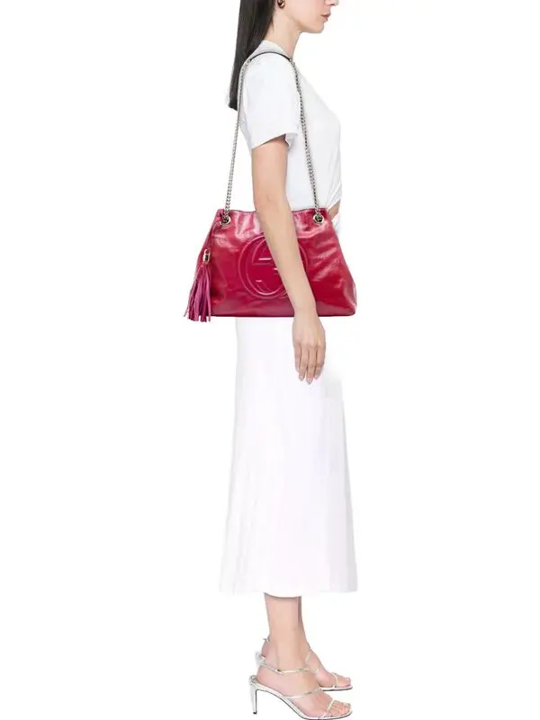 Gucci Soho Patent Leather Chain Tote Bag - Pink