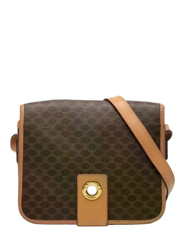 Celine Macadam Coated Canvas Crossbody Bag - Brown