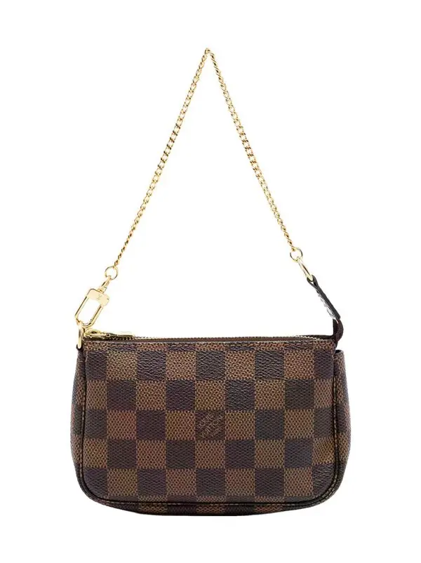 LOUIS VUITTON Damier Ebene Mini Pochette Accessoires Handbag - Brown