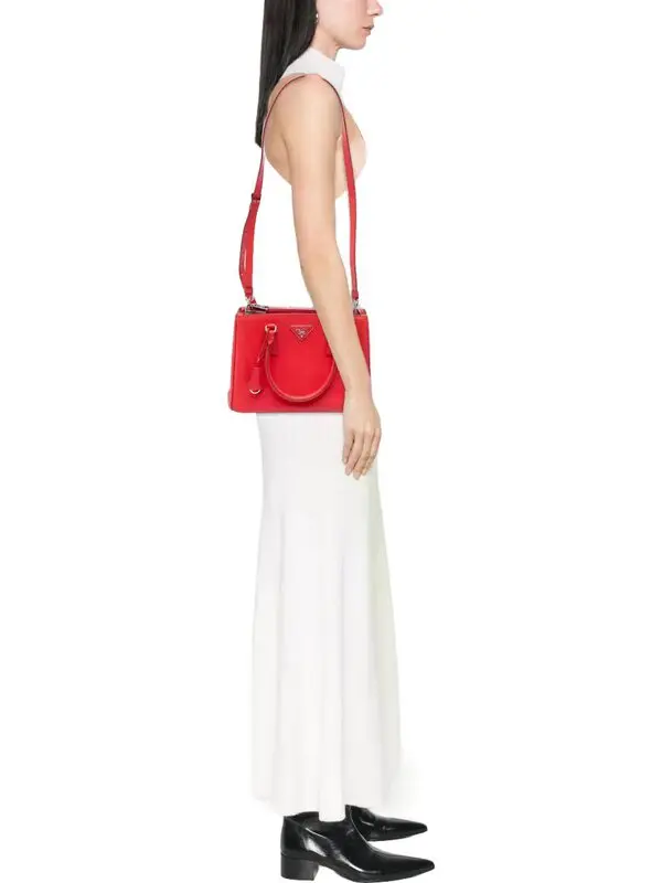 Prada Saffiano Lux Galleria Double Zip Satchel - Red