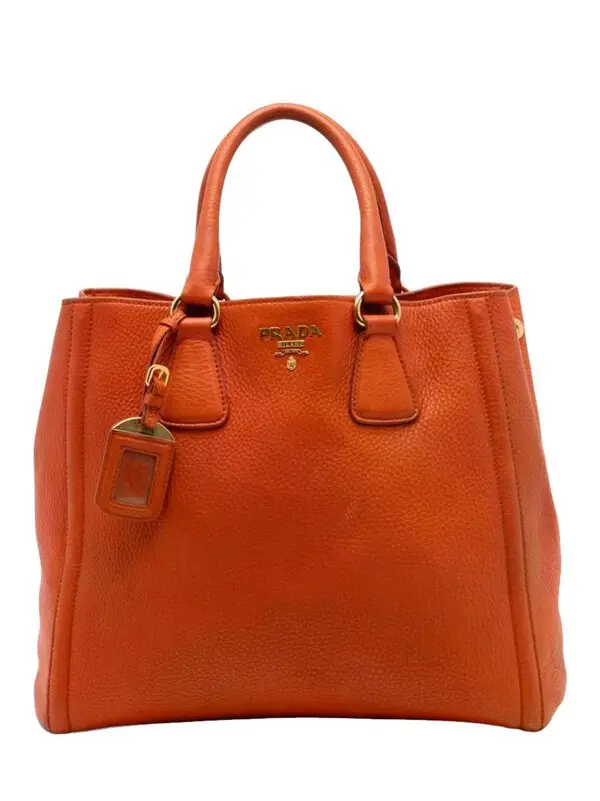 Prada Vitello Daino Convertible Tote Satchel - Orange