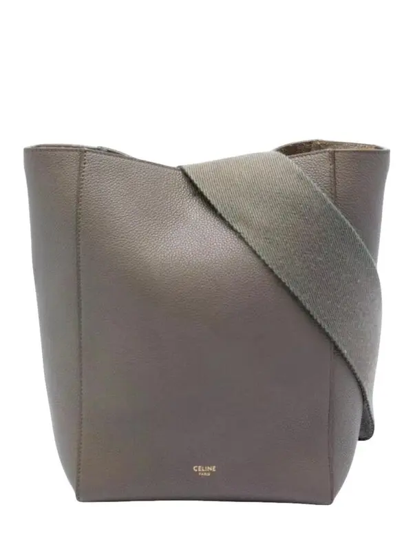 Celine Small Sangle Bucket Bag In Grained Calfskin - Brown
