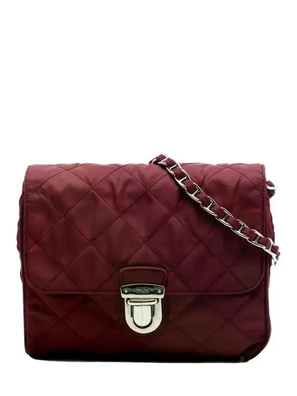 Prada Tessuto Impuntu Chain Crossbody Bag - Red