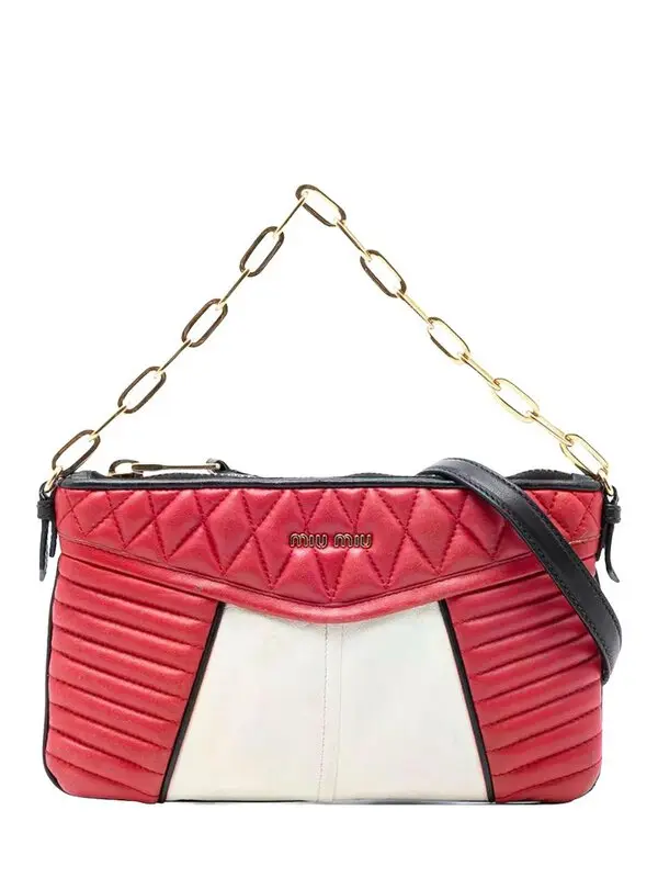 Miu Miu Bicolor Nappa Biker Satchel - Red