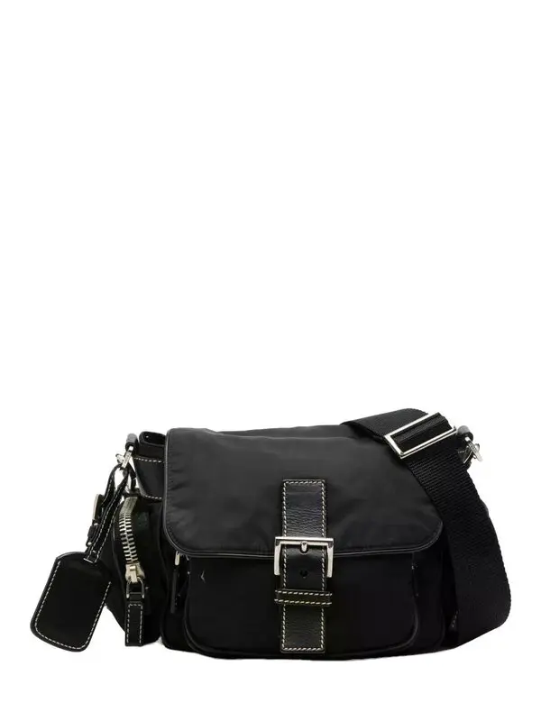 Prada Tessuto Buckle Messenger Bag - Black