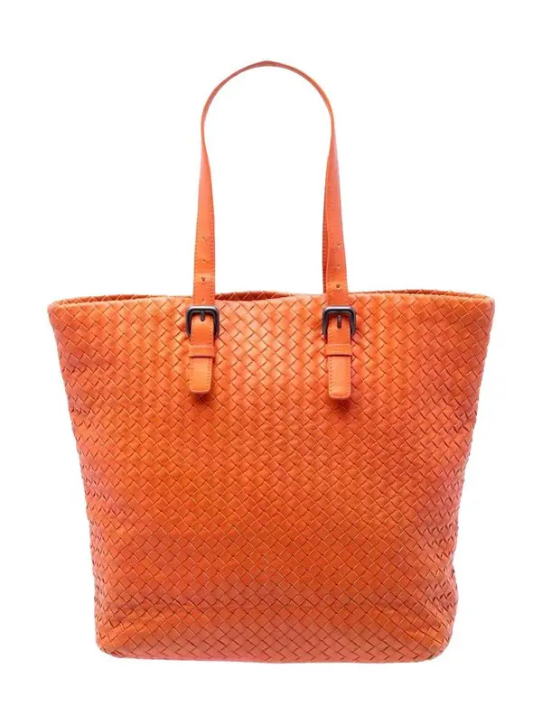 Bottega Veneta 2011 Nappa Intrecciato Belt Strap Tote Bag - Orange
