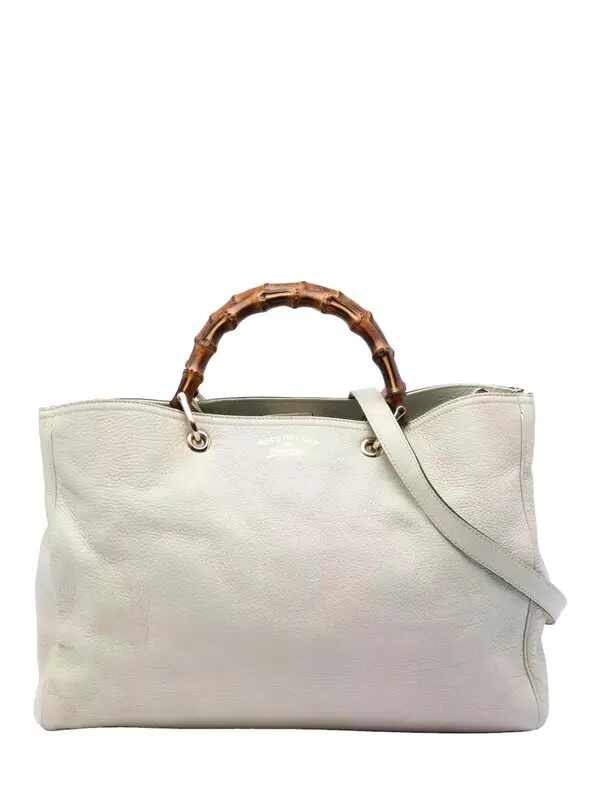 Gucci Calfskin Bamboo Shopper Satchel - Brown