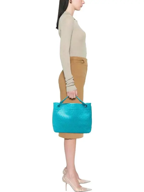 Bottega Veneta Medium Nappa Intrecciato Garda Tote Bag - Blue