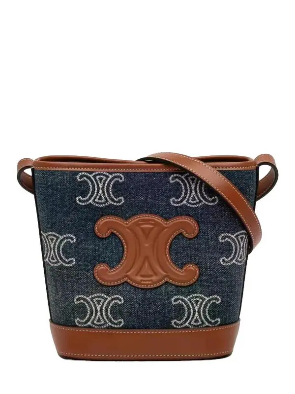 Celine Small Cuir Triomphe Bucket Bag - Blue