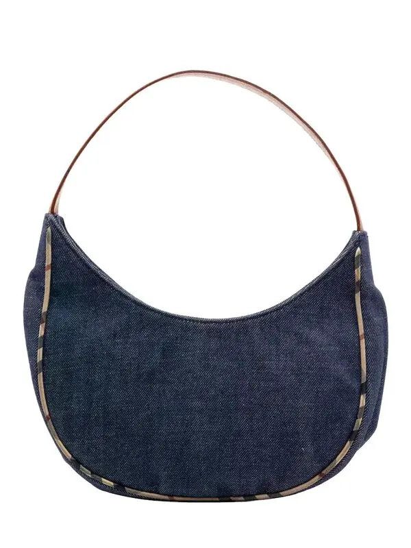 Burberry House Check Trimmed Denim Shoulder Bag - Blue
