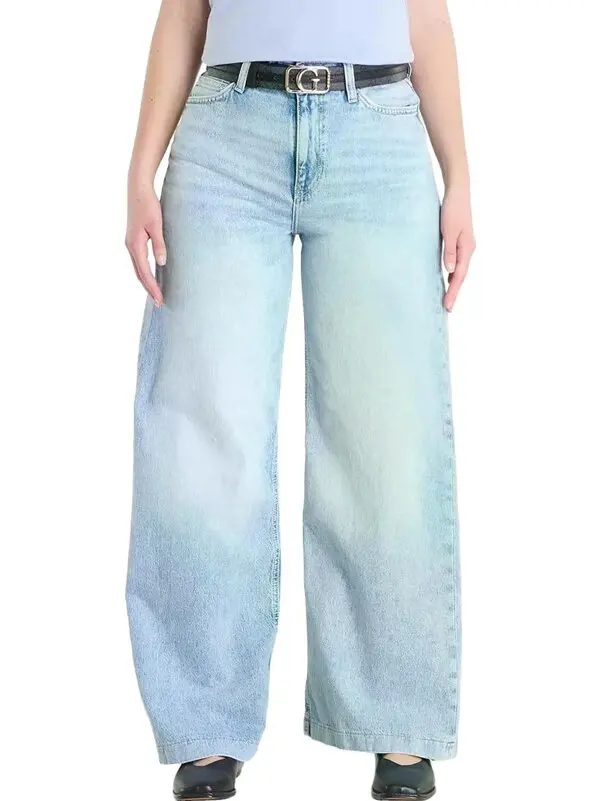 Guess Bellagio Faded-wash Wide-leg Jeans - Blue