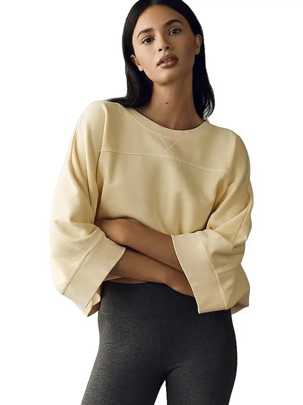 DAILY PRACTICE BY ANTHROPOLOGIE Daily Practice 100% Cotton Curved Oversized Top - Double Cream