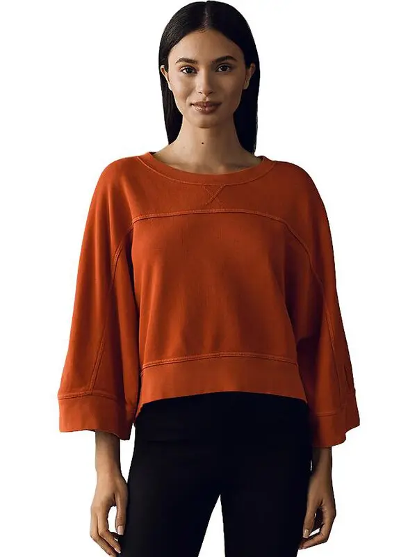 DAILY PRACTICE BY ANTHROPOLOGIE Daily Practice 100% Cotton Curved Oversized Top - Red