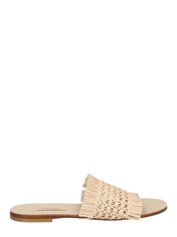 Casadei Woven Fringe Detail Sandals - Neutrals