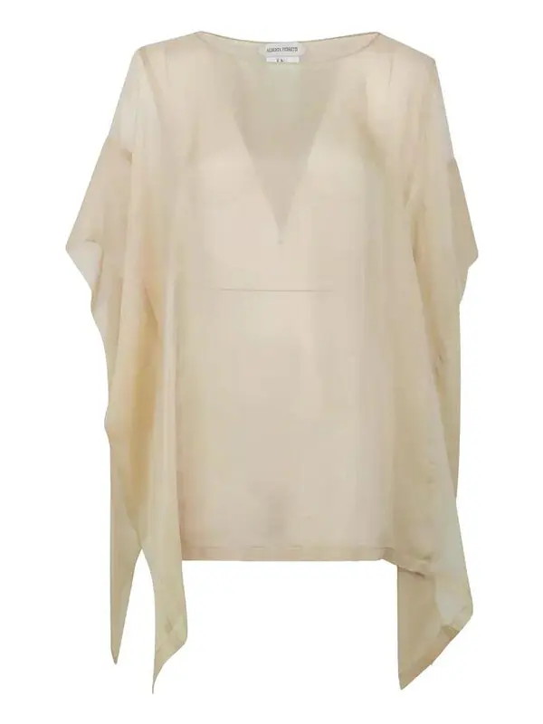 Alberta Ferretti Sheer Silk Blouse - Neutrals
