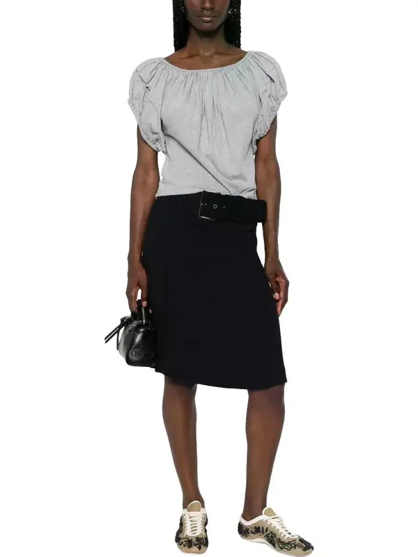 Prada 2000s Ruffled Cap-sleeve Top - Grey