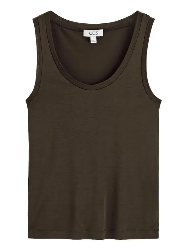 Cos Scoop-neck Silk Jersey Tank Top - Brown