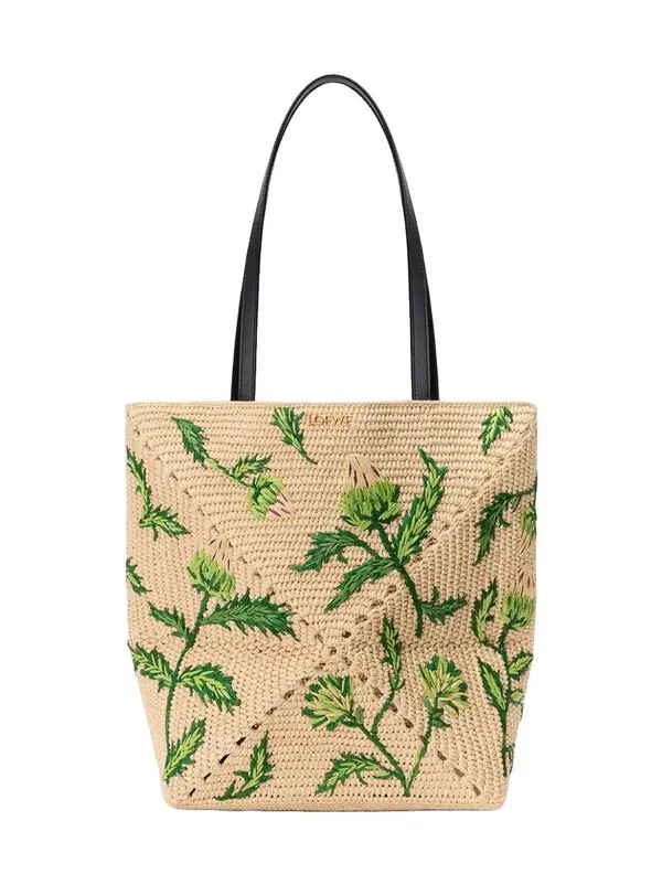 Loewe Artichoke Puzzle Fold Tote Raffia - Brown