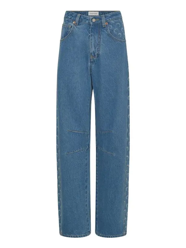 MARINE SERRE Barrel Leg Denim Jeans - Blue