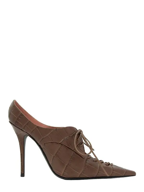 Amina Muaddi Kim Mule 105 Printed Crocodile - Brown
