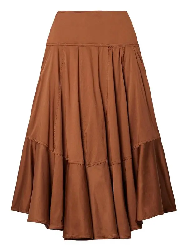 Farm Rio Pleated Cotton-blend Midi Skirt - Brown