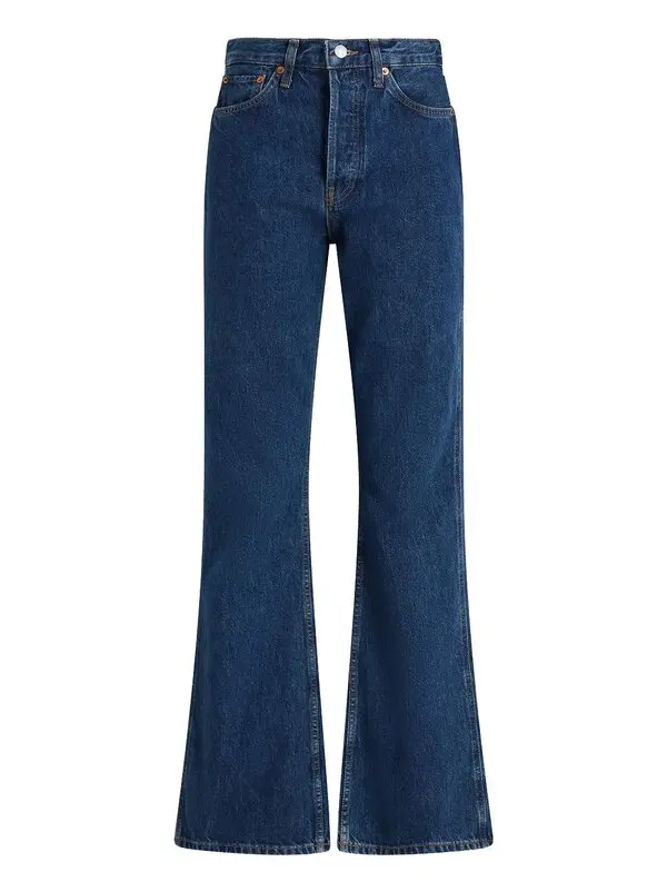 RE/DONE The Riding Jean High-rise Flared Jeans - Dark Denim