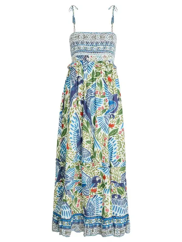 Farm Rio Printed Fil Coupé Cotton Maxi Dress - Off-white