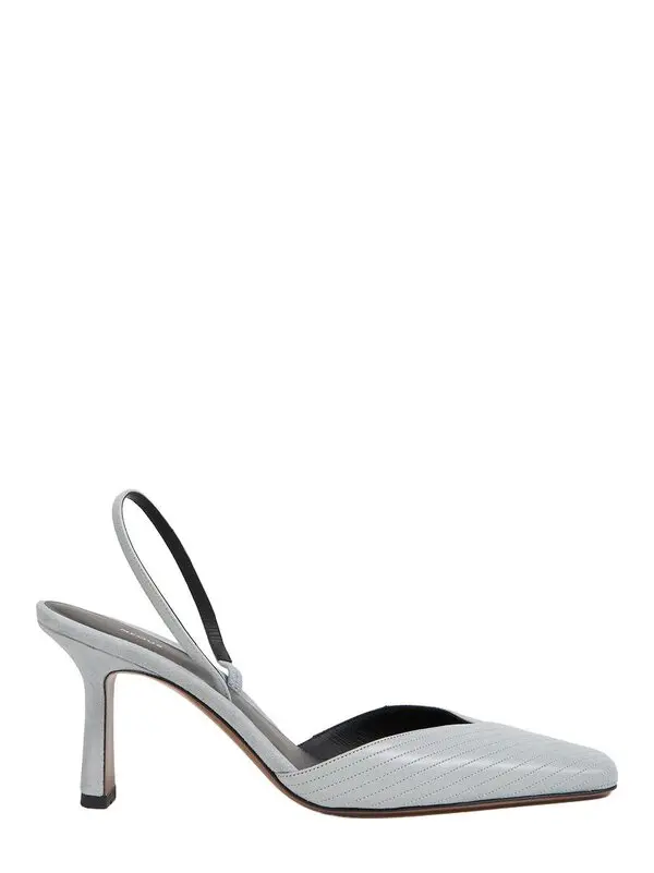 NEOUS Dilmun Suede-trimmed Leather Slingback Pumps - Gray