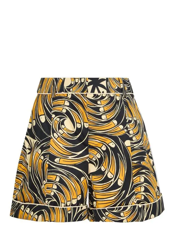 Farm Rio Printed Cotton-blend Poplin High-rise Shorts - Black