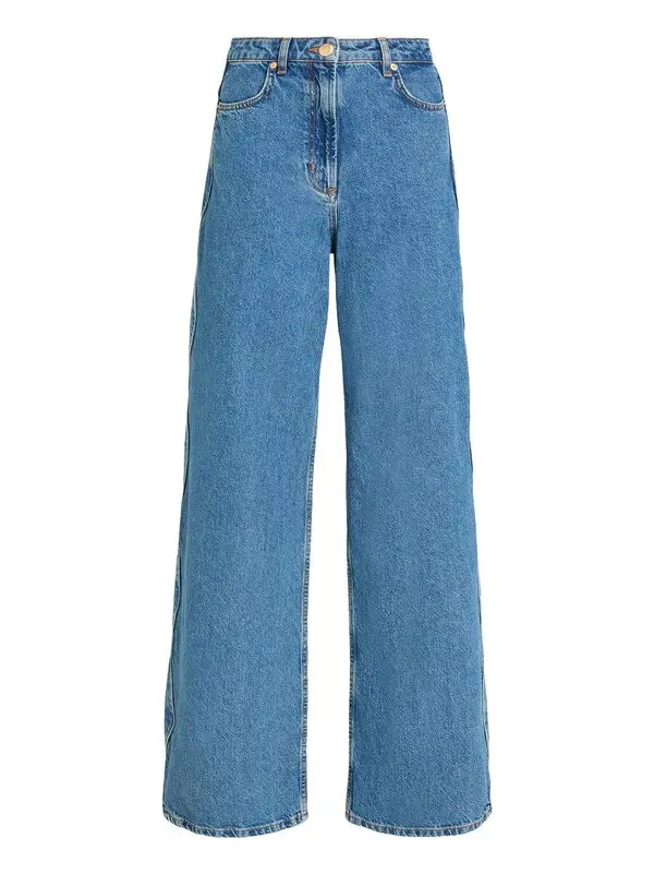 Farm Rio High-rise Wide-leg Jeans - Mid Denim