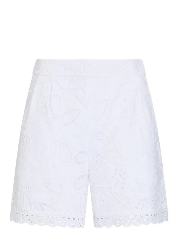 Saloni Paige Broderie Anglaise Cotton Shorts - White