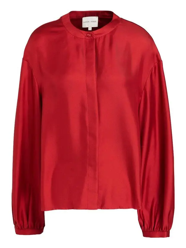 Loulou De Saison Lea Silk-twill Blouse - Crimson