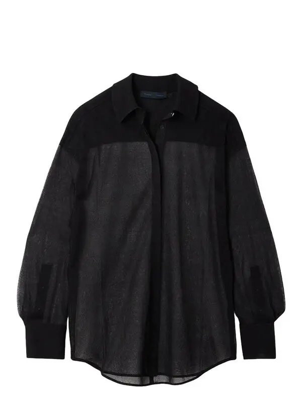 Proenza Schouler Silk Organza Sheer Blouse - Black