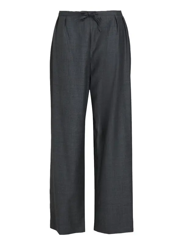 Loulou De Saison Cove Pleated Wool Straight-leg Pants - Dark Gray