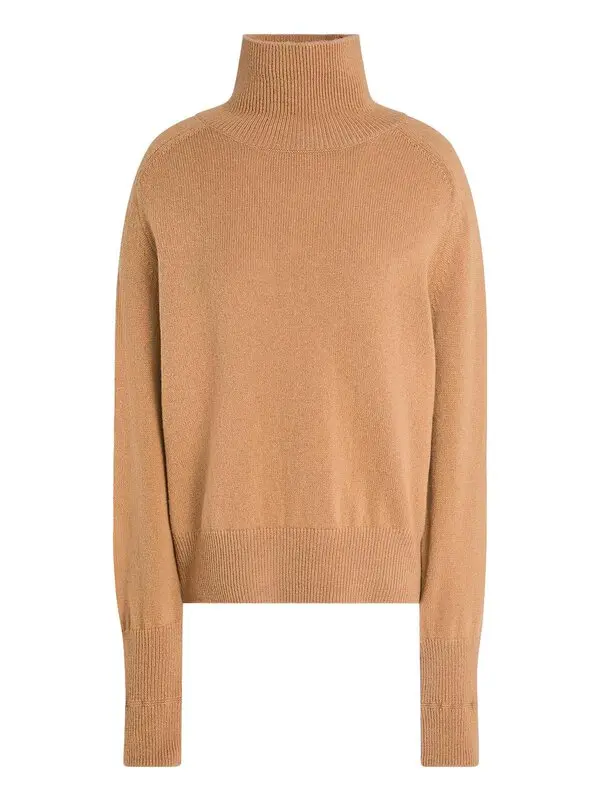 Victoria Beckham Wool Turtleneck Sweater - Camel