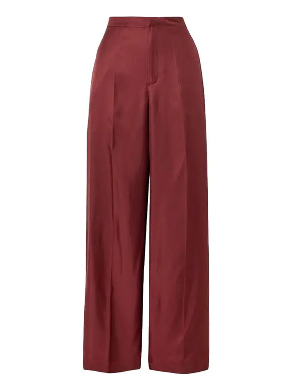 Loulou De Saison High-rise Silk Wide-leg Trousers - Claret